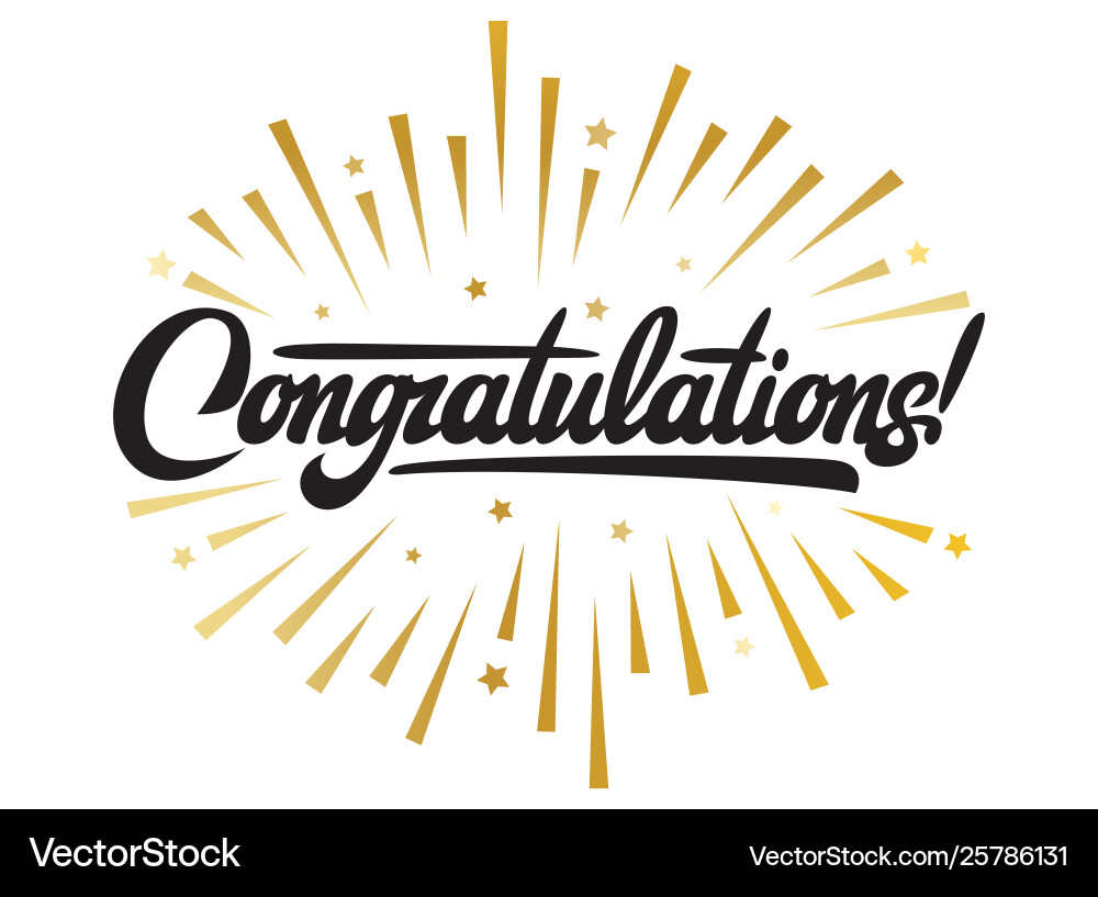 With calligraphic inscription congratulations Vector Image