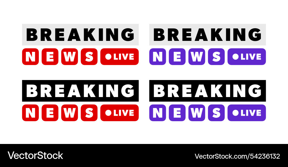 Breaking news signs entertaining live Royalty Free Vector