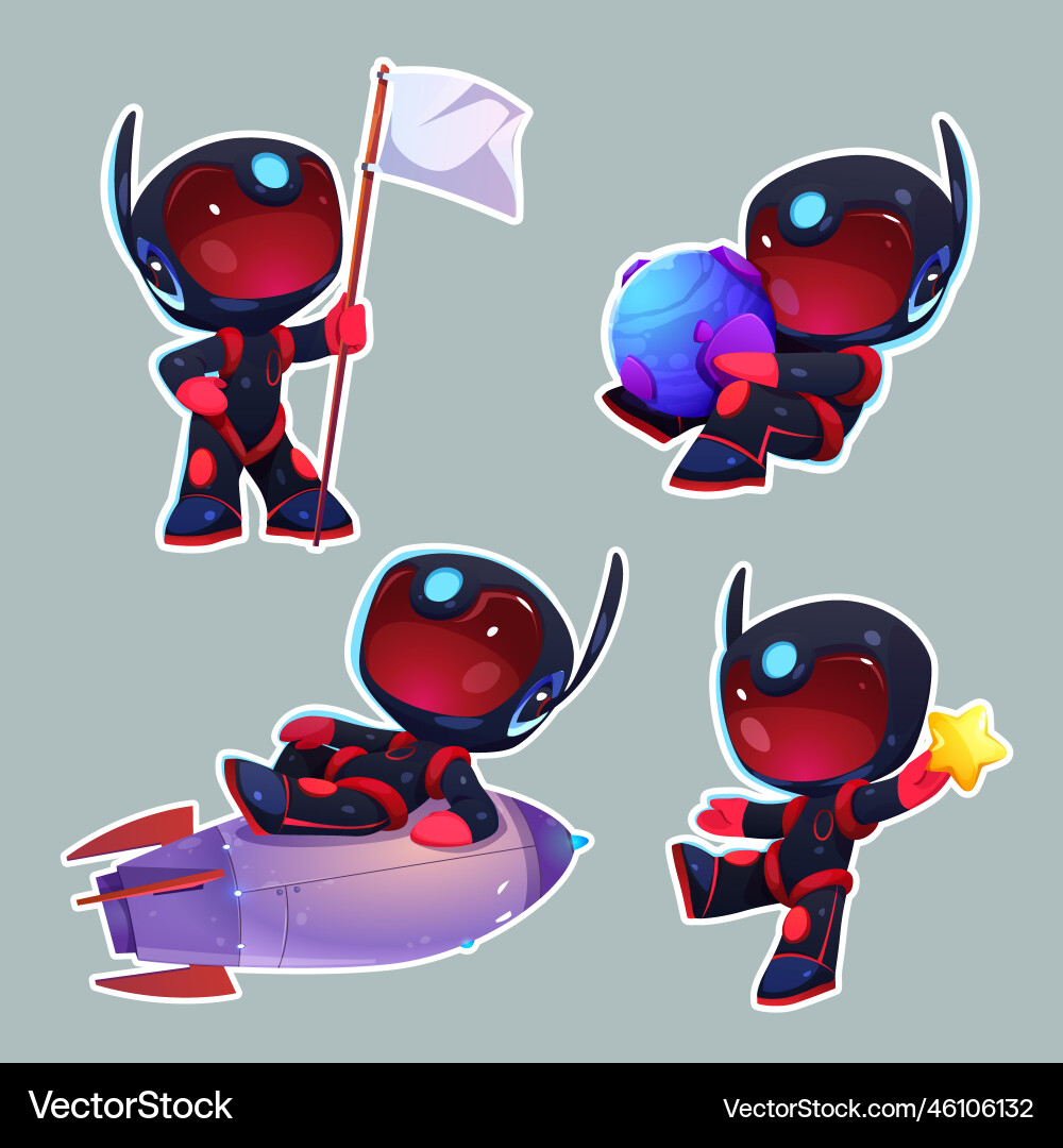 Cartoon set astronaut in space Royalty Free Vector Image