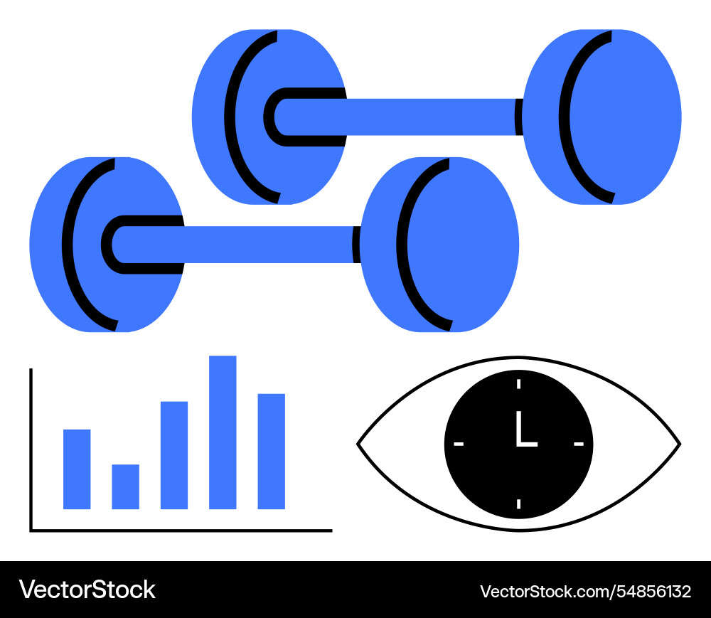 Fitness tracking concept with dumbbells analytics Vector Image