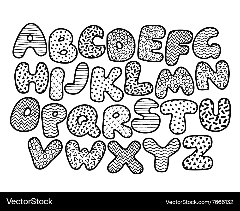 Funny alphabet coloring page Royalty Free Vector Image