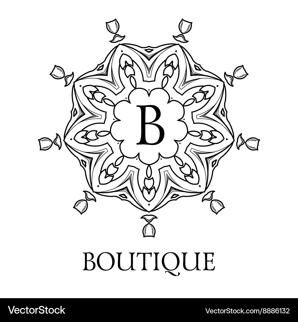 Monogram design floral outline frame Royalty Free Vector