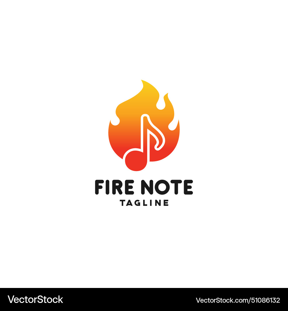 Music note and fire combined logo design Vector Image