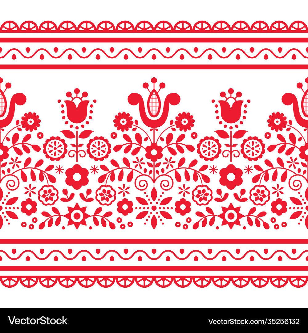 Polish Floral Folk Art Pattern Royalty Free Vector Image