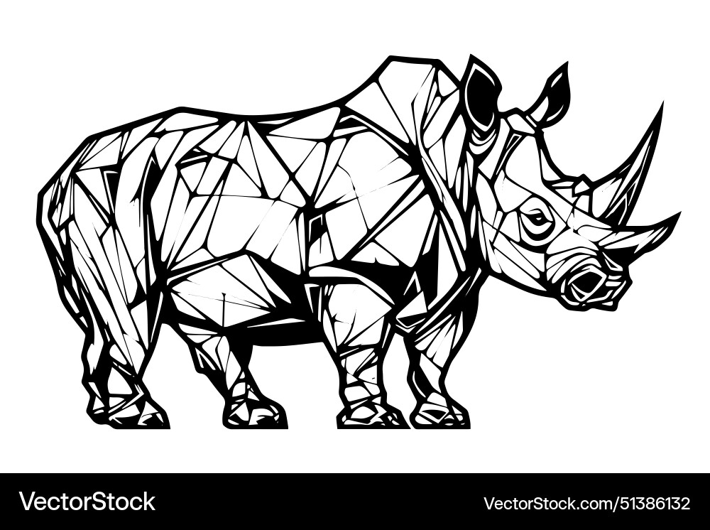 Rhino geometric tattoo art engraved lined style Vector Image