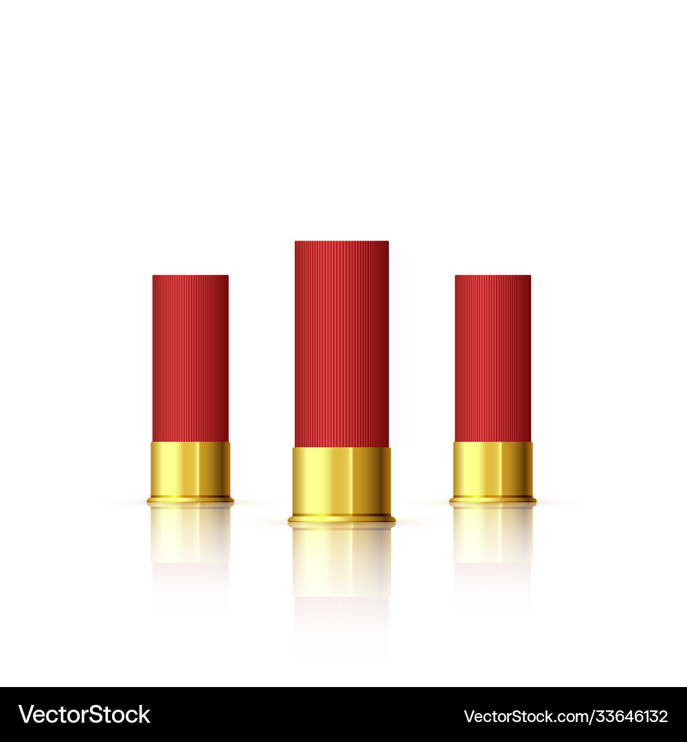 Set cartridge for shotgun red realistic Royalty Free Vector