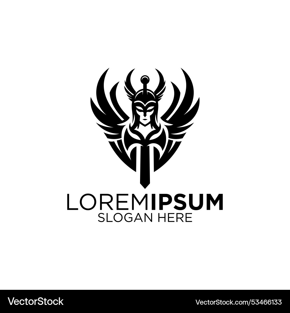 Female viking warrior valkyrie logo design Vector Image