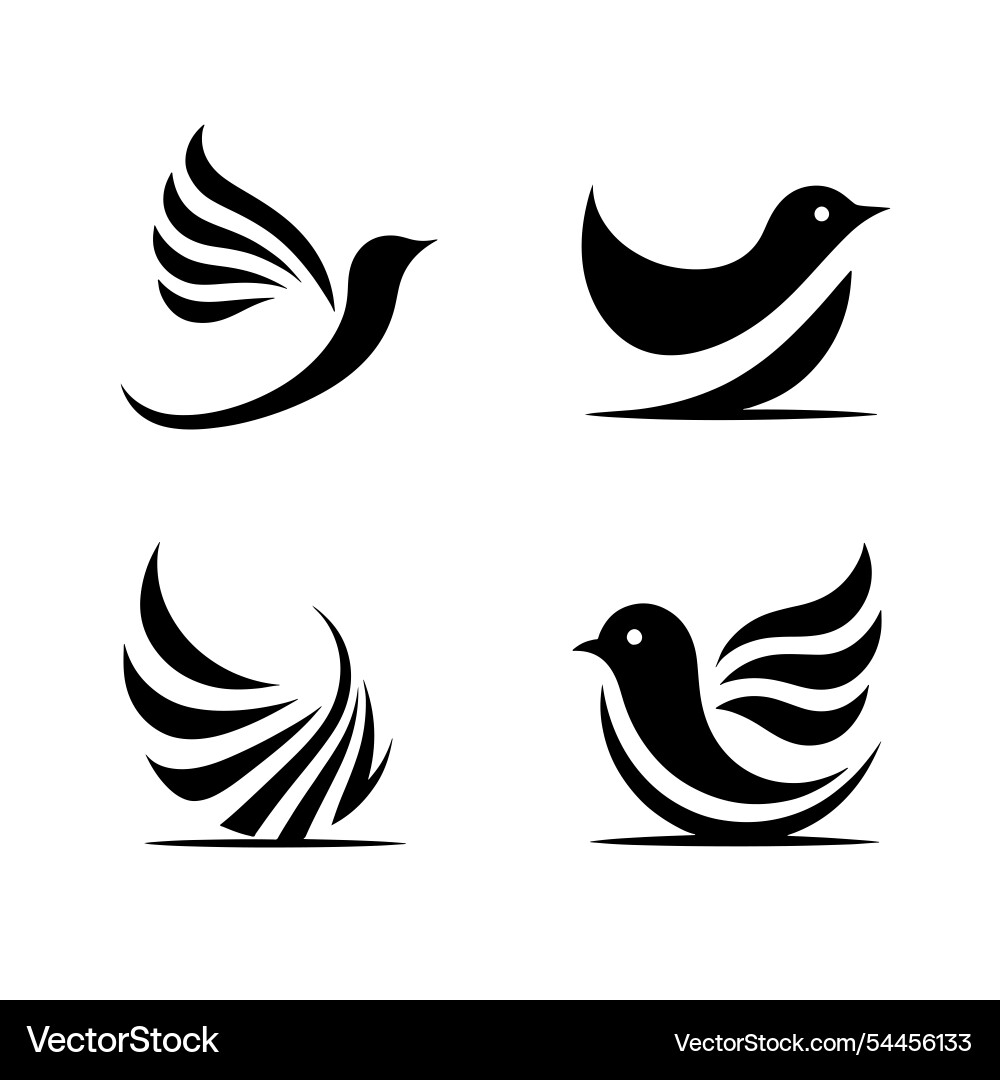 Four stylized bird logos Royalty Free Vector Image