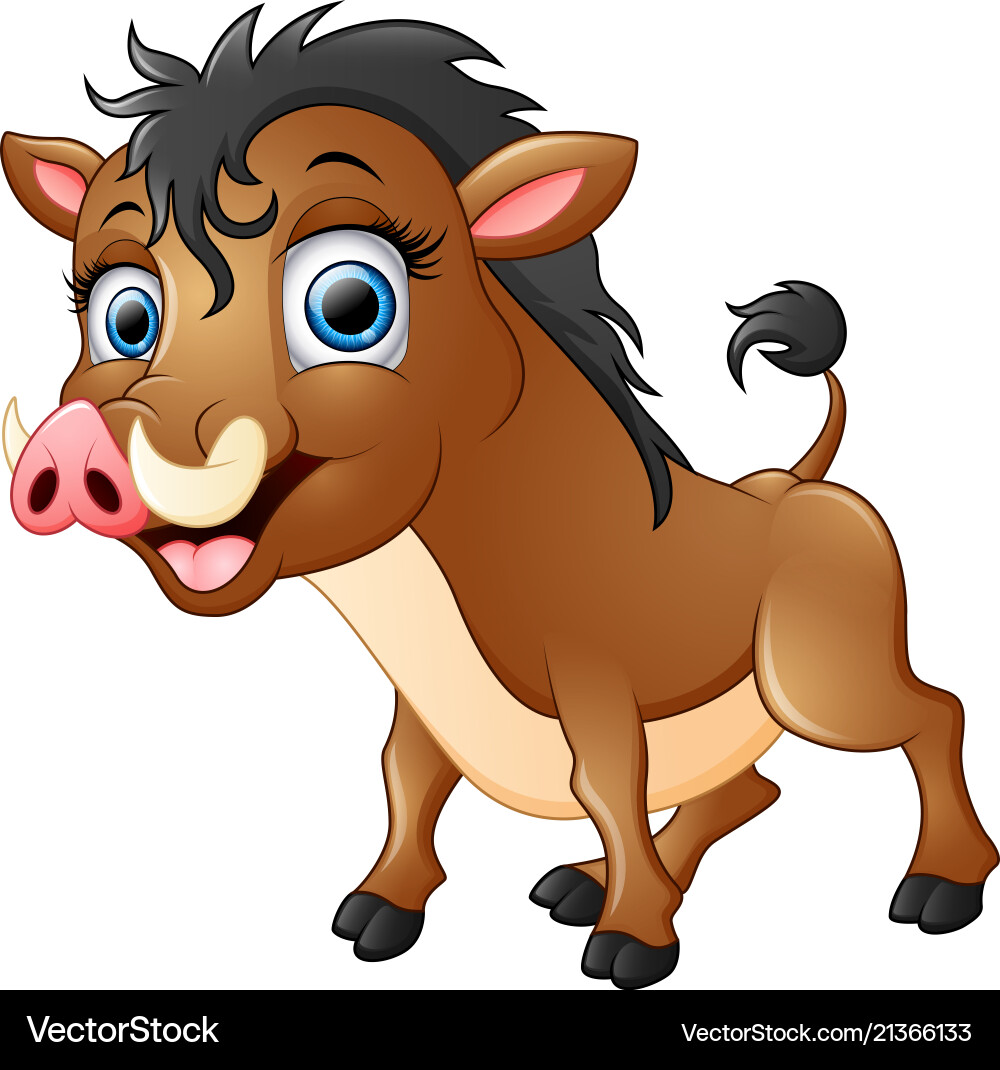 Happy cartoon warthog Royalty Free Vector Image