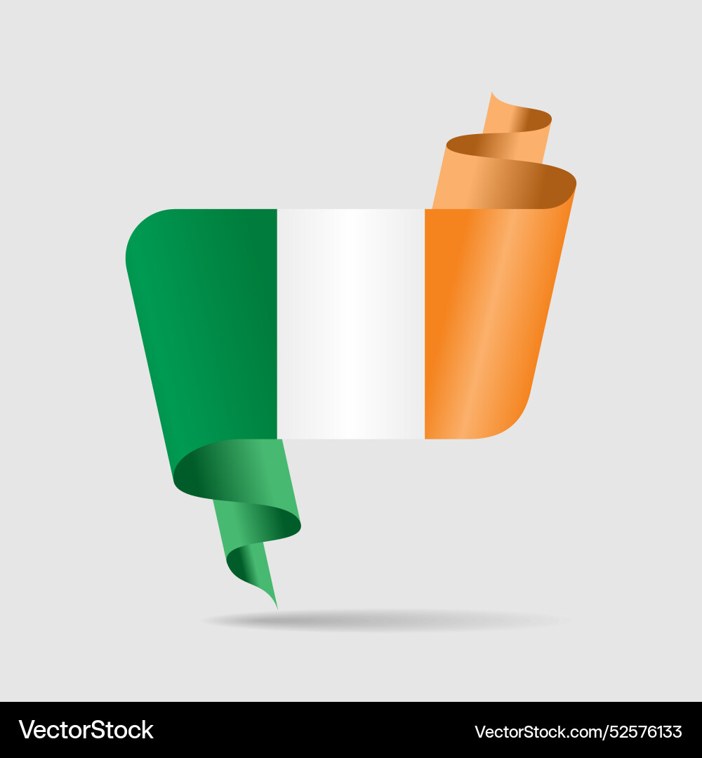 Irish flag wavy ribbon background Royalty Free Vector Image