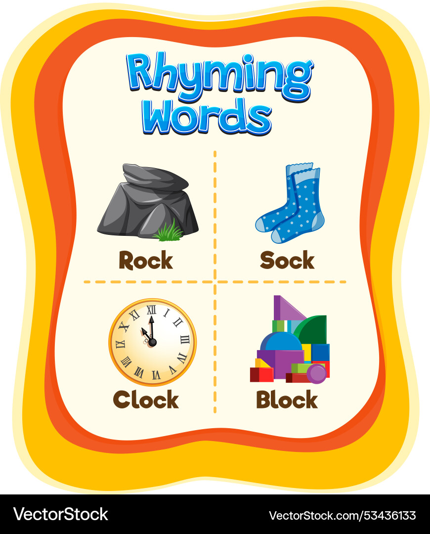 Rhyming words for kids Royalty Free Vector Image