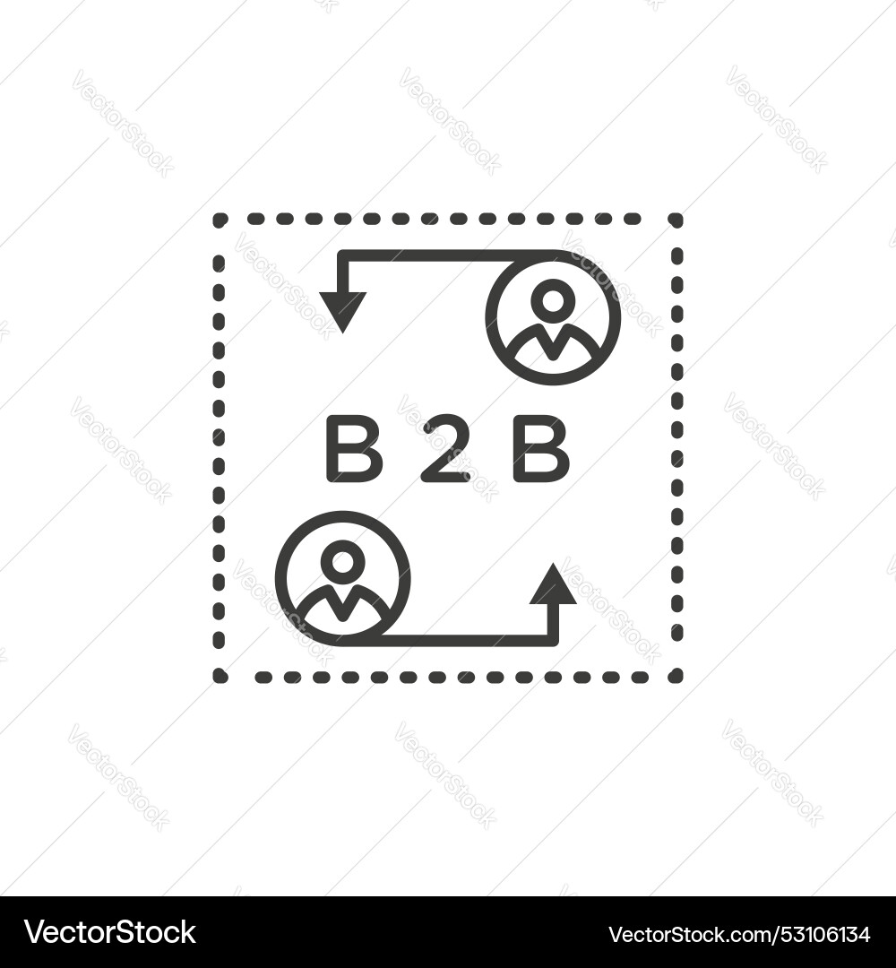 B2b line icon isolated on white background Vector Image