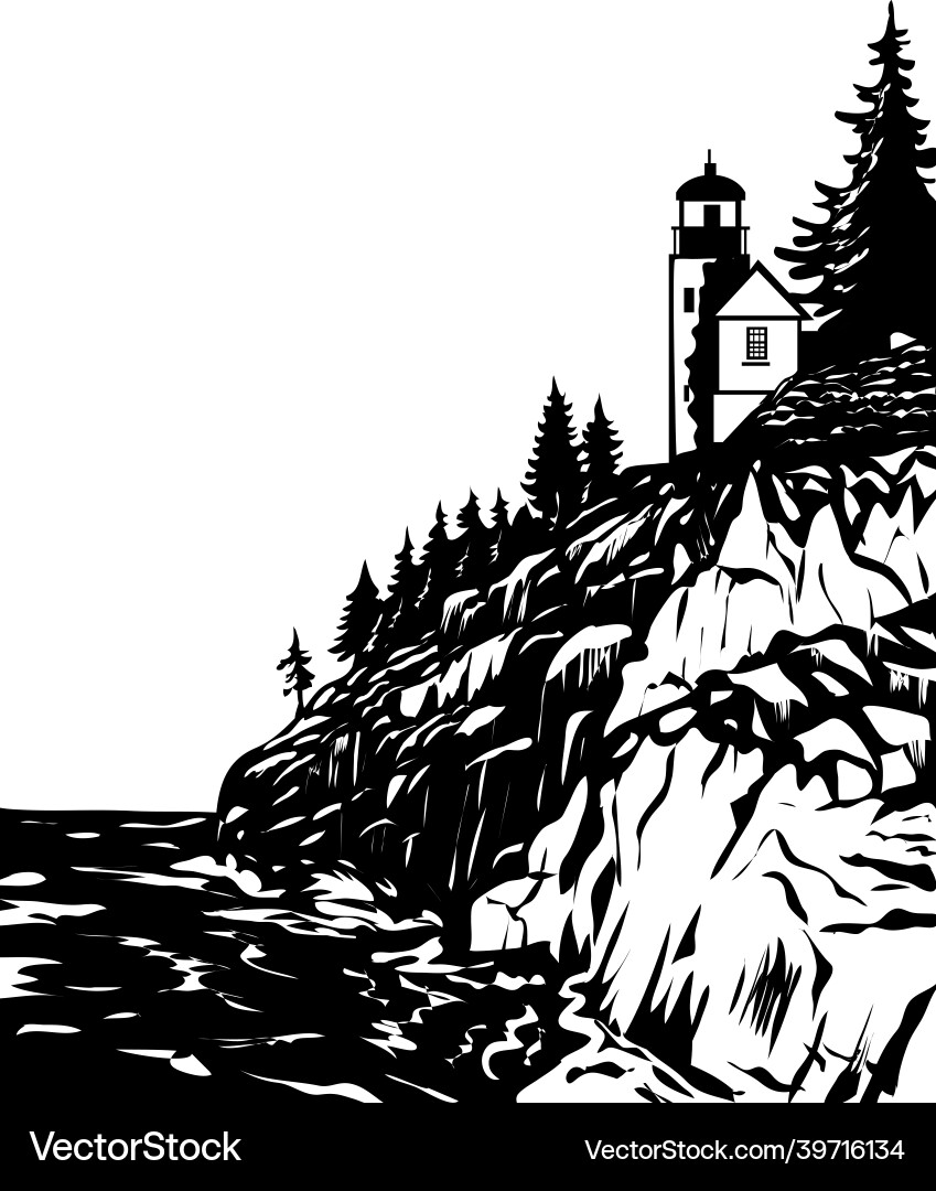 Bass Harbor Light - Maine Coast Royalty Free Vector Image