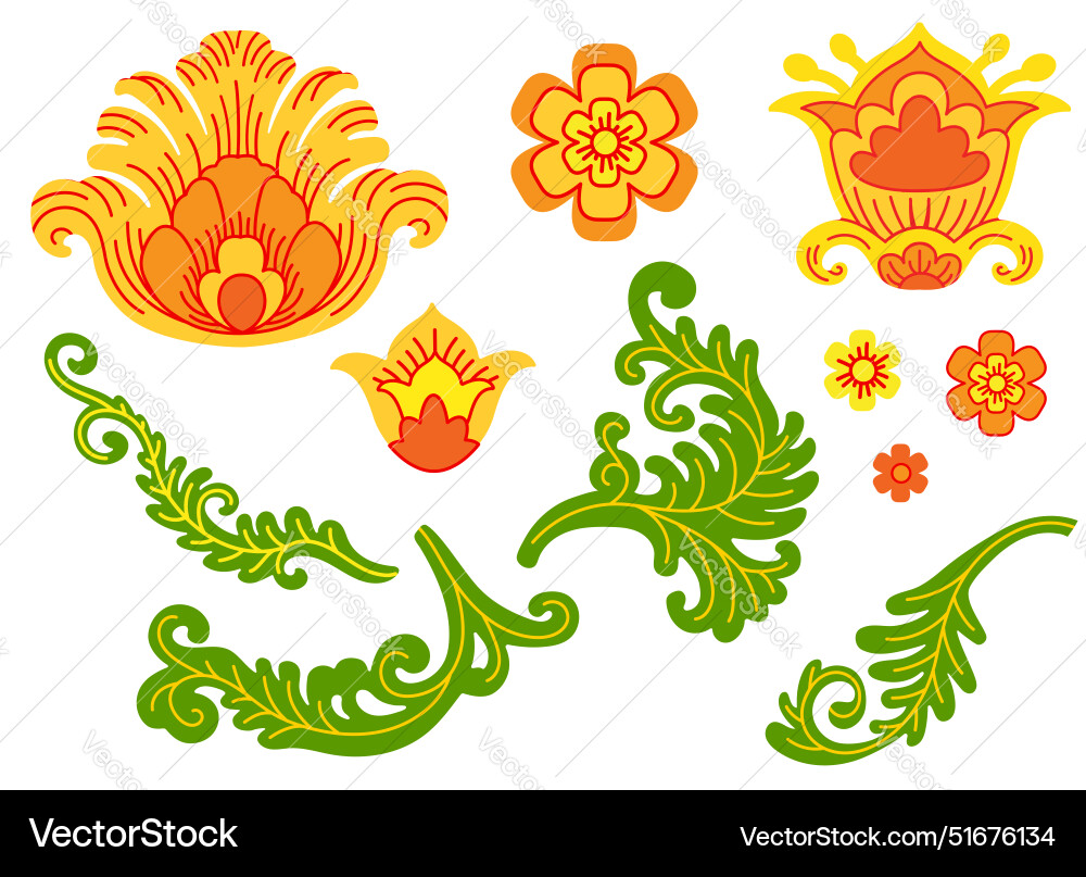 Decorative set of abstract flowers Royalty Free Vector Image