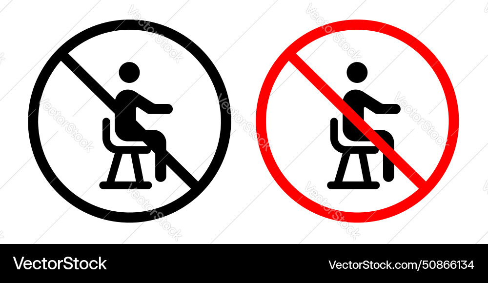 No sitting sign icon set ban Royalty Free Vector Image