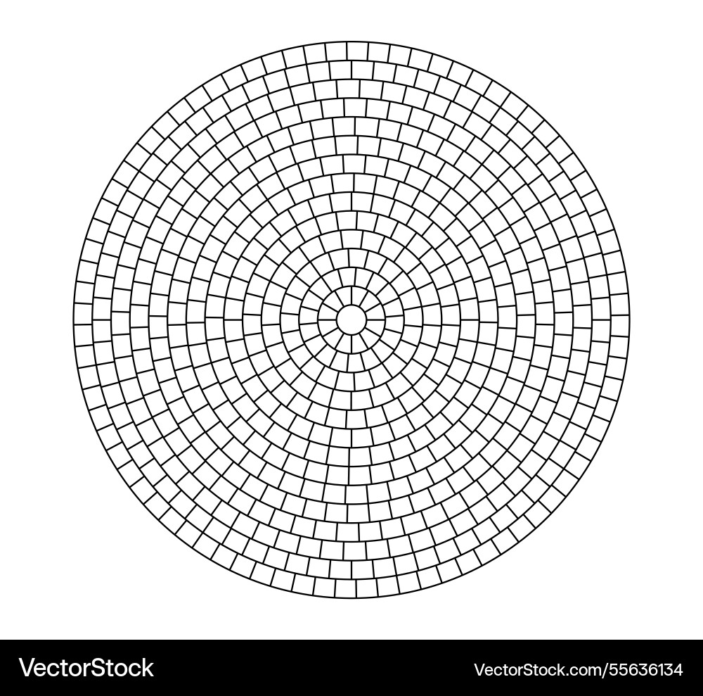 Paved circle pattern tile circular brick mosaic Vector Image
