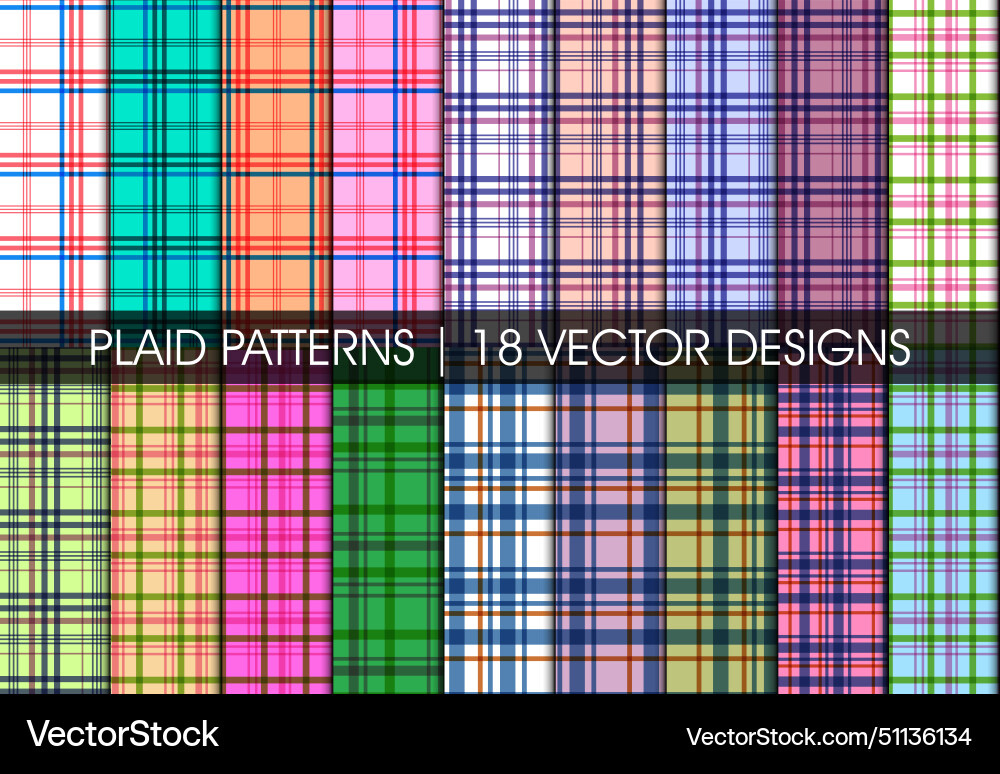 Plaid check patterns 18 designs Royalty Free Vector Image