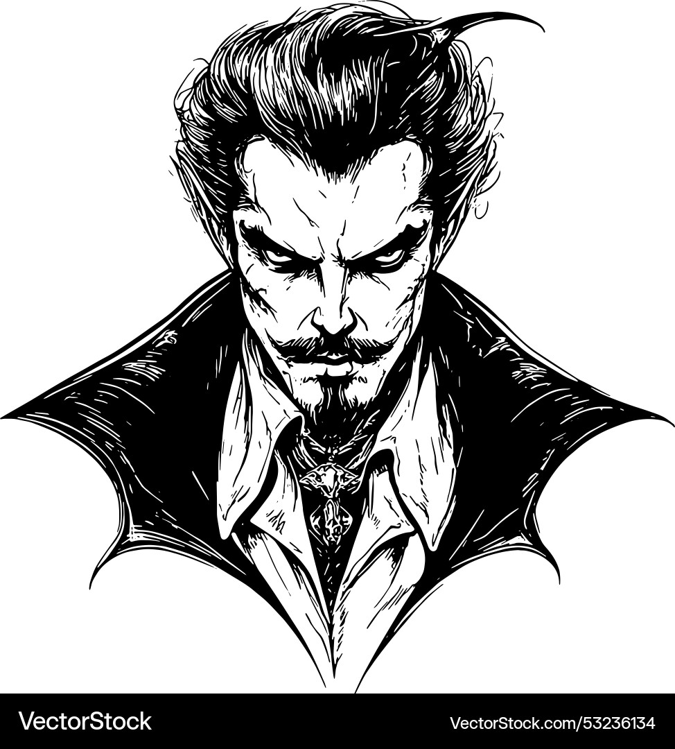 Vampire portrait in black Royalty Free Vector Image