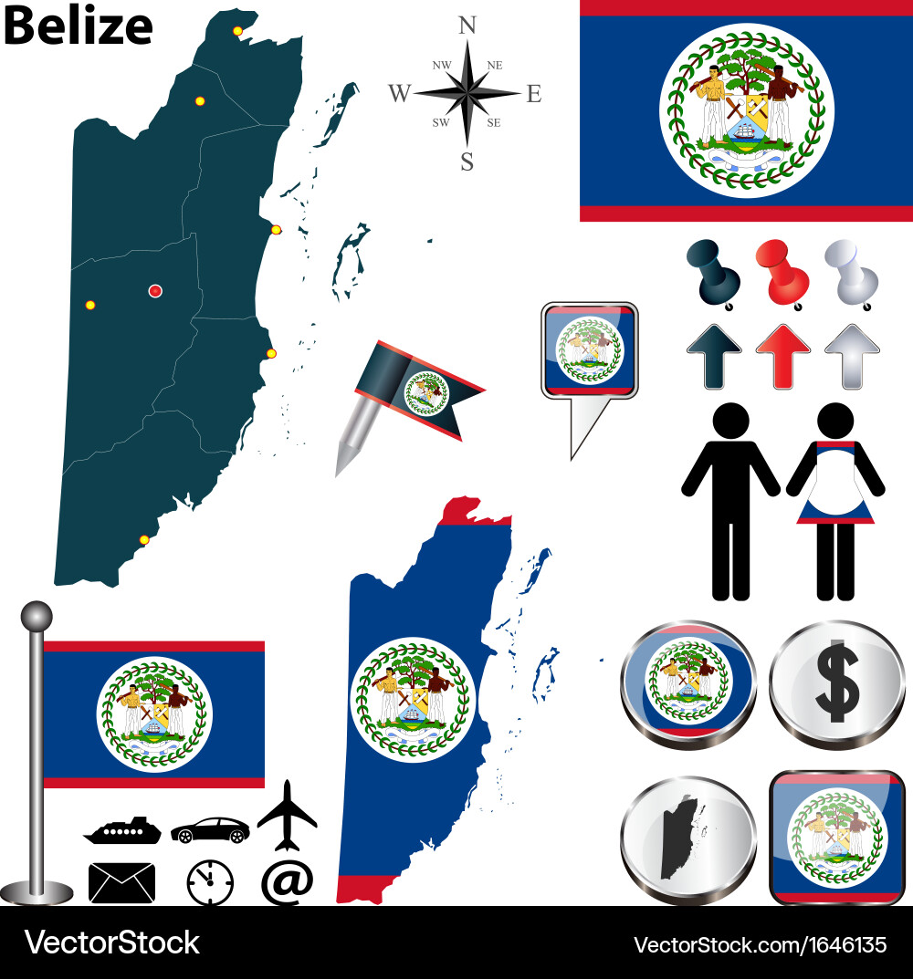 Belize map Royalty Free Vector Image - VectorStock