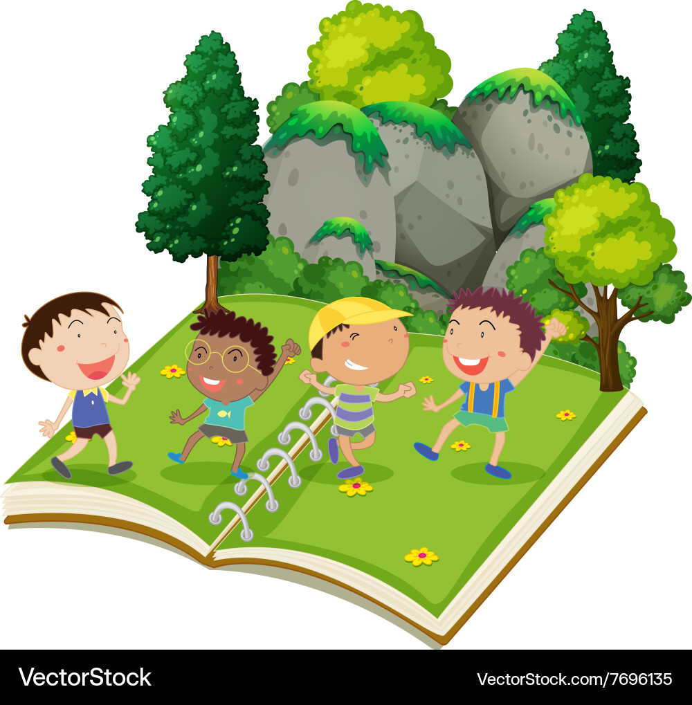 Children playing in the park Royalty Free Vector Image