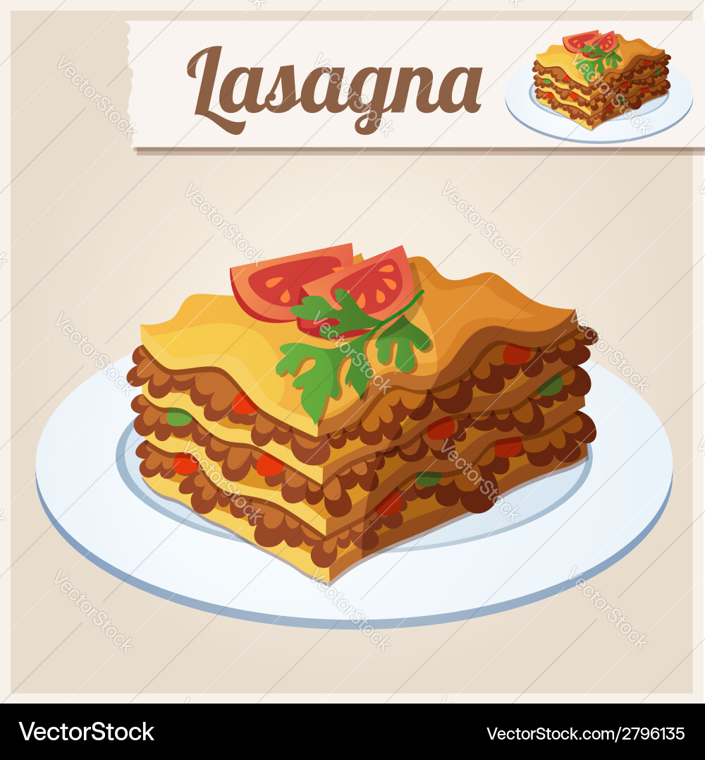 Detailed icon lasagna Royalty Free Vector Image