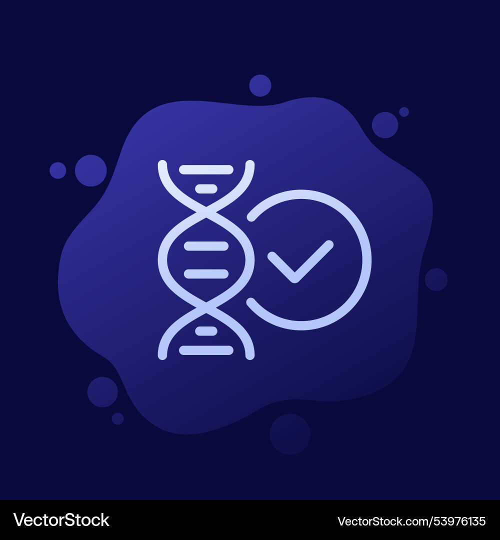 Dna icon with a check mark line Royalty Free Vector Image