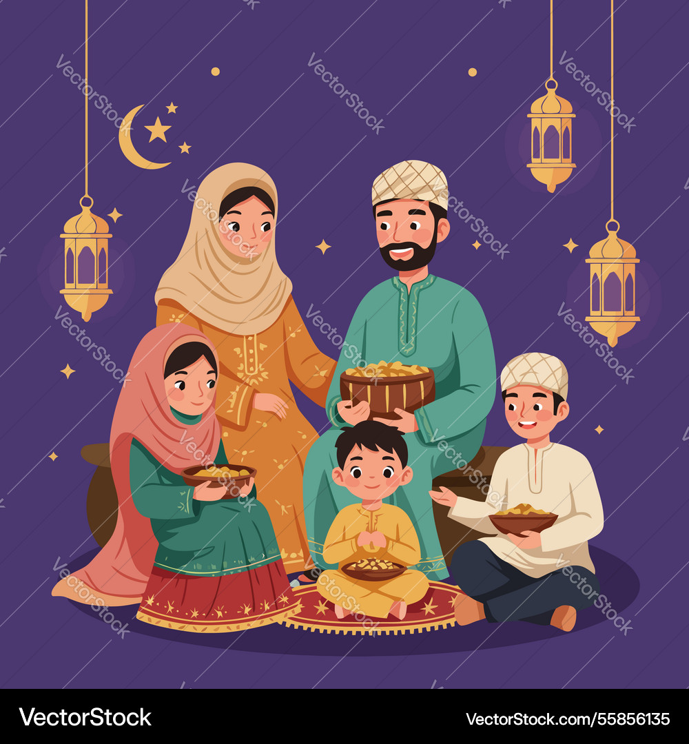 Family gathering during ramadan celebration Vector Image