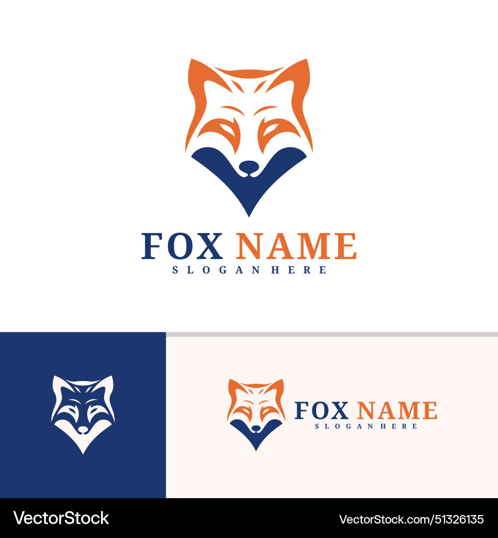 Fox logo template creative head design Royalty Free Vector