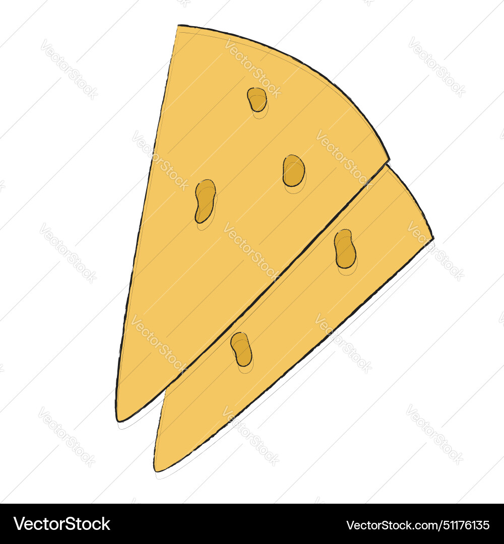 Perfect triangular sliced yellow hard cheese Vector Image