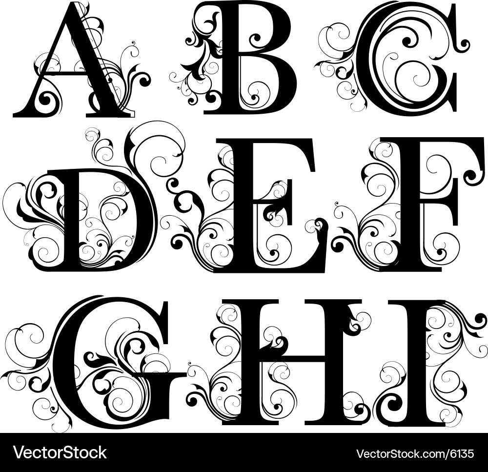 Script capitals Royalty Free Vector Image - VectorStock