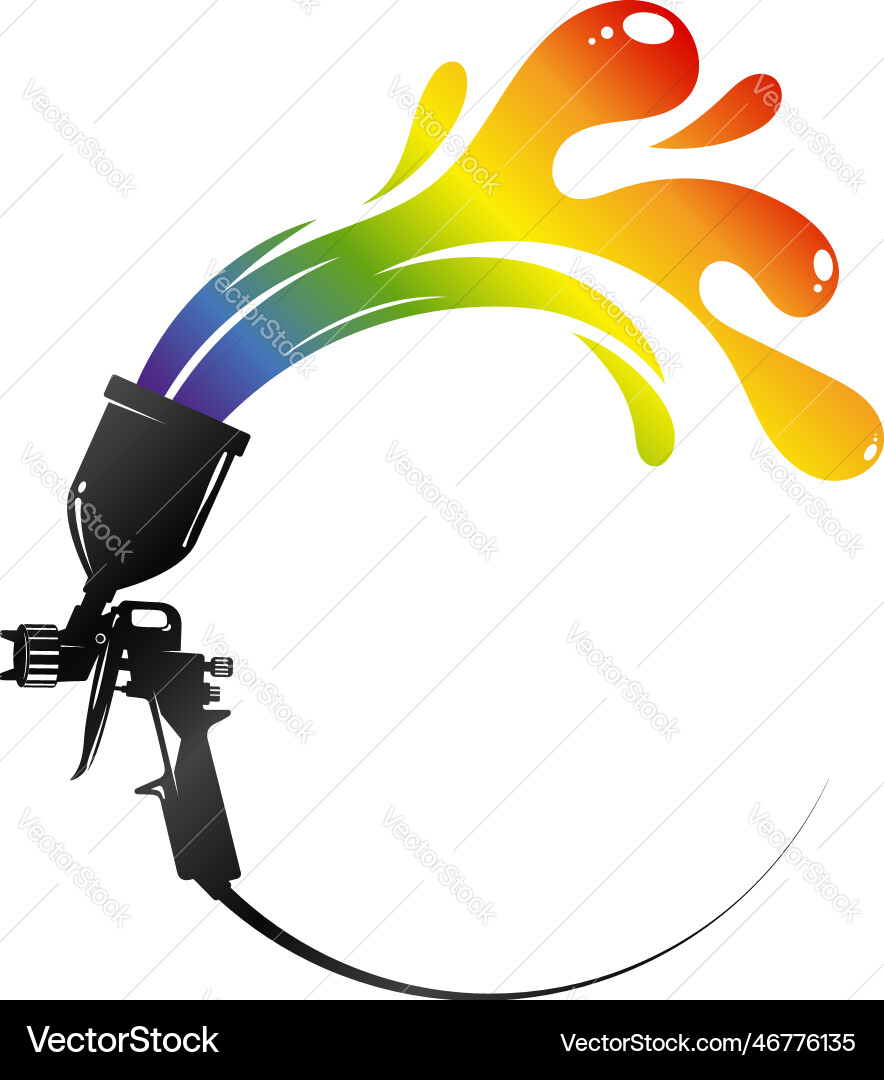 Spray gun painting tool with colored paint Vector Image