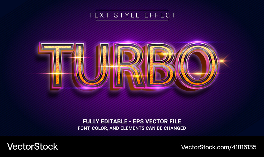 Turbo Text Effect - Speed Graphic Royalty Free Vector Image
