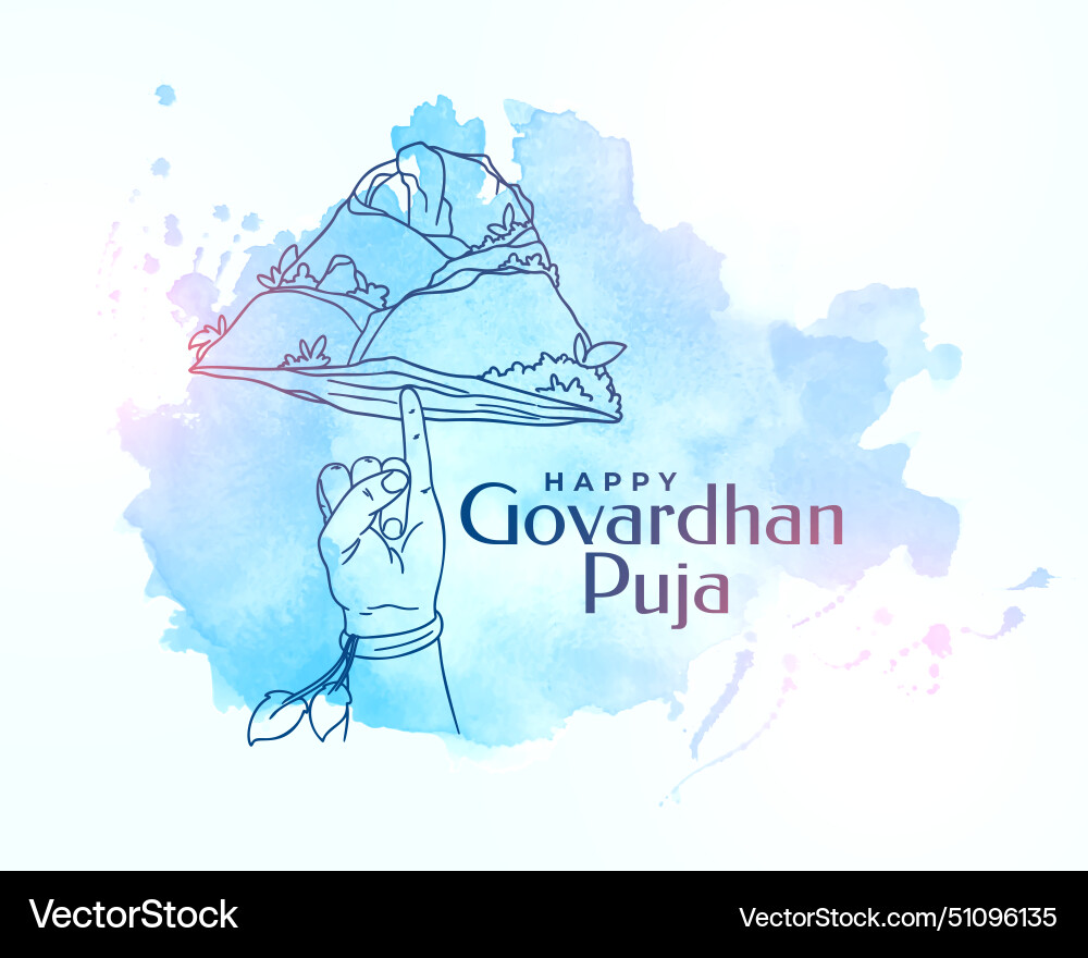 Watercolor style happy govardhan puja background Vector Image