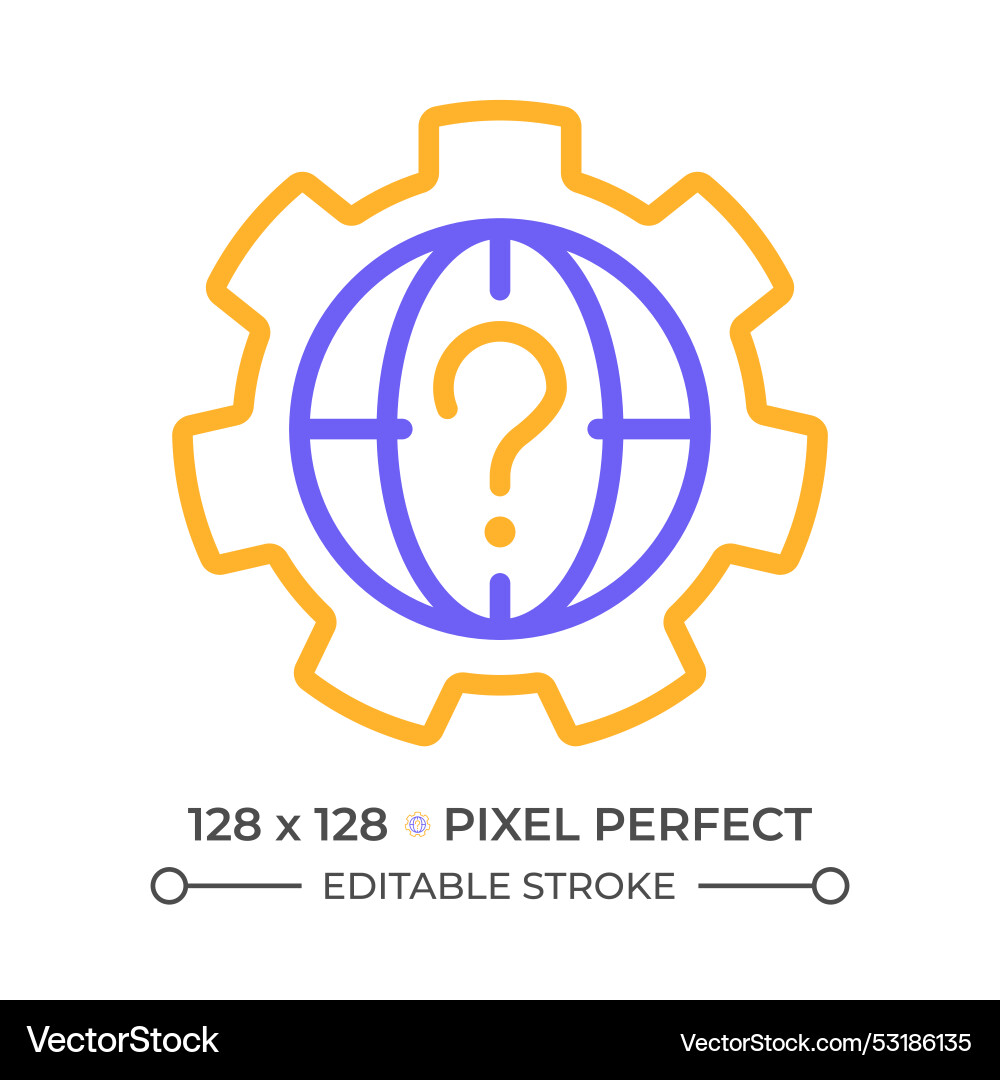 World question two color line icon Royalty Free Vector Image