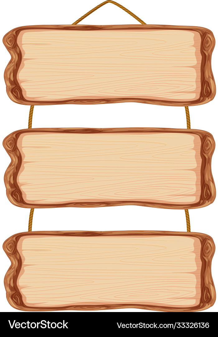 Blank sign template with wooden board on white Vector Image