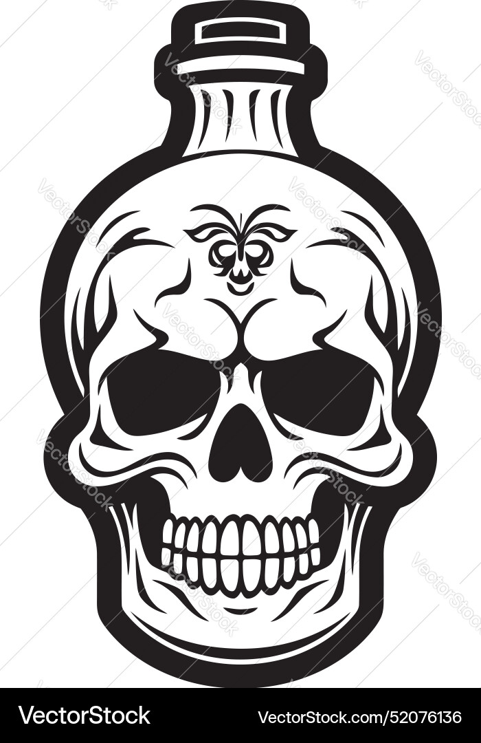 Captivecarafe logo with skull trapped in bottle Vector Image