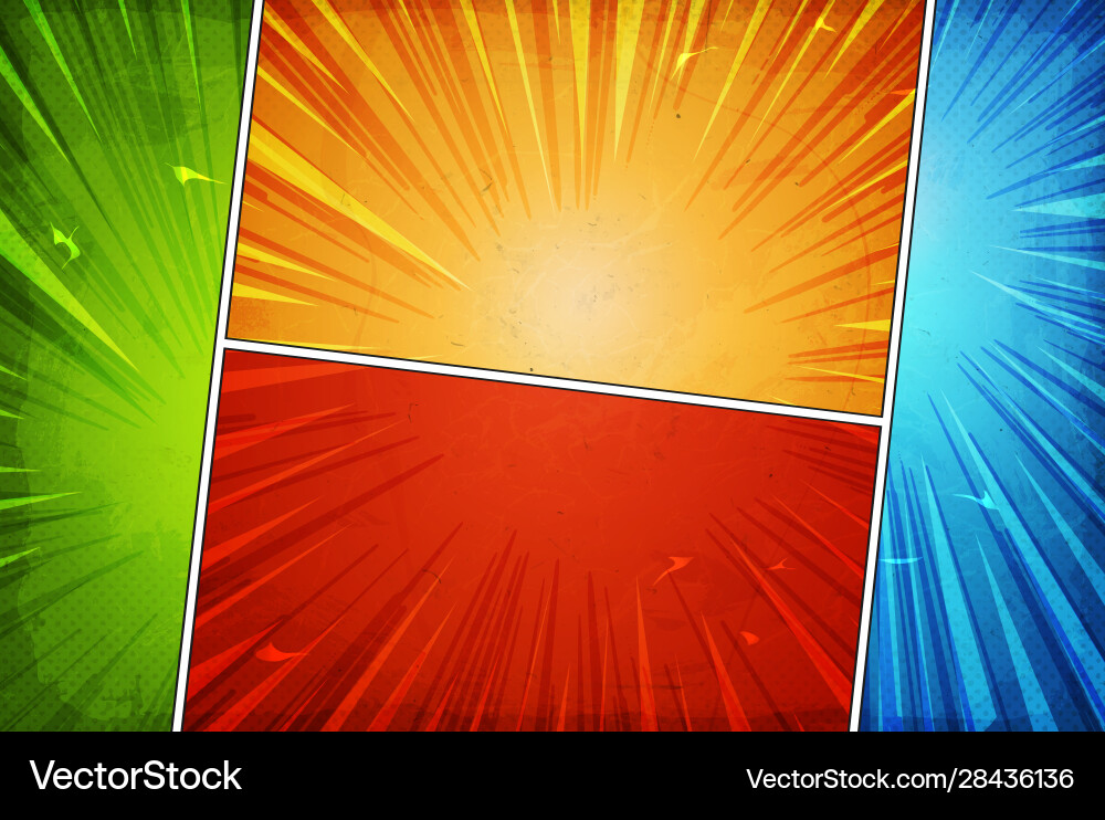 Comic-Buch Aktion Layout Hintergrund mit Power fx Vektorbild