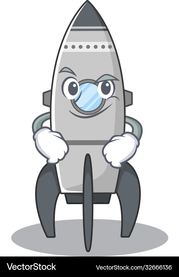 Cool rocket mascot character with smirking face Vector Image