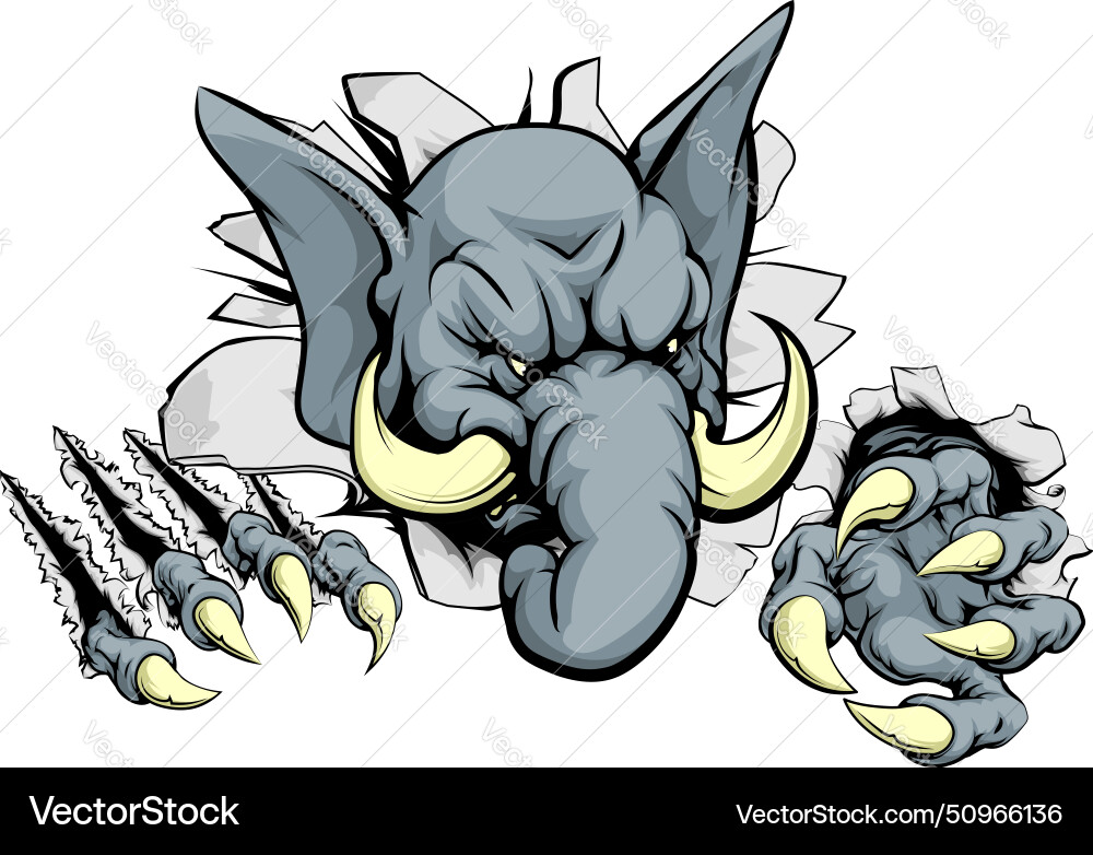 Elephant ripping through background Royalty Free Vector