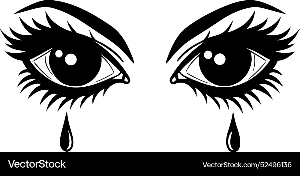 Eyes with tears 2 Royalty Free Vector Image - VectorStock
