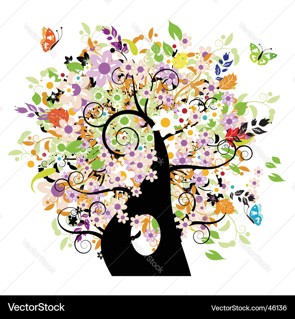 Floral tree Royalty Free Vector Image - VectorStock