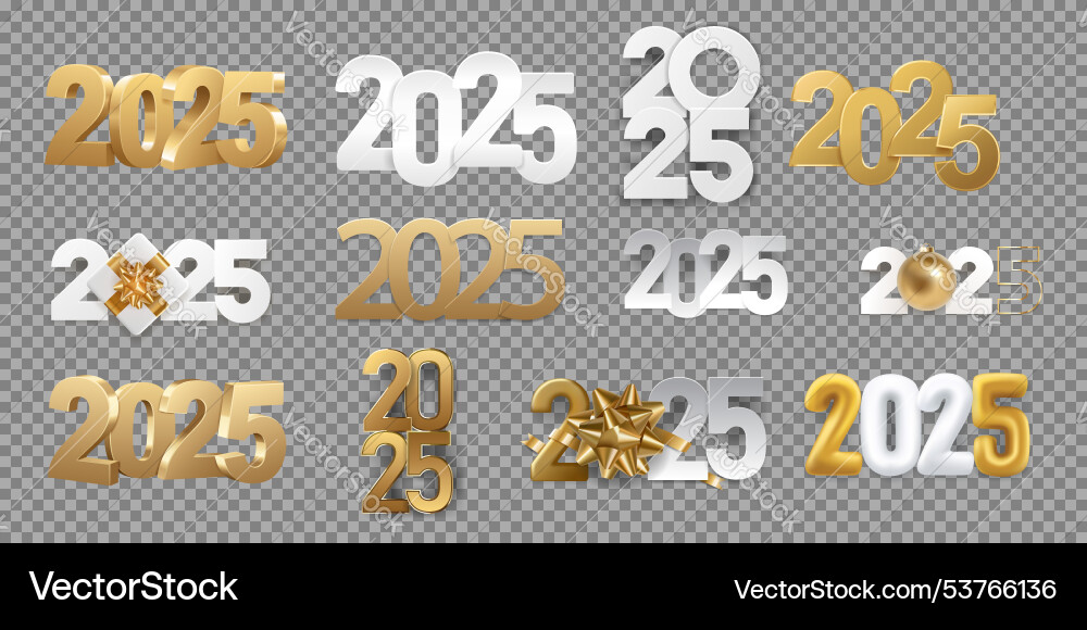 Happy new year 2025 set Royalty Free Vector Image