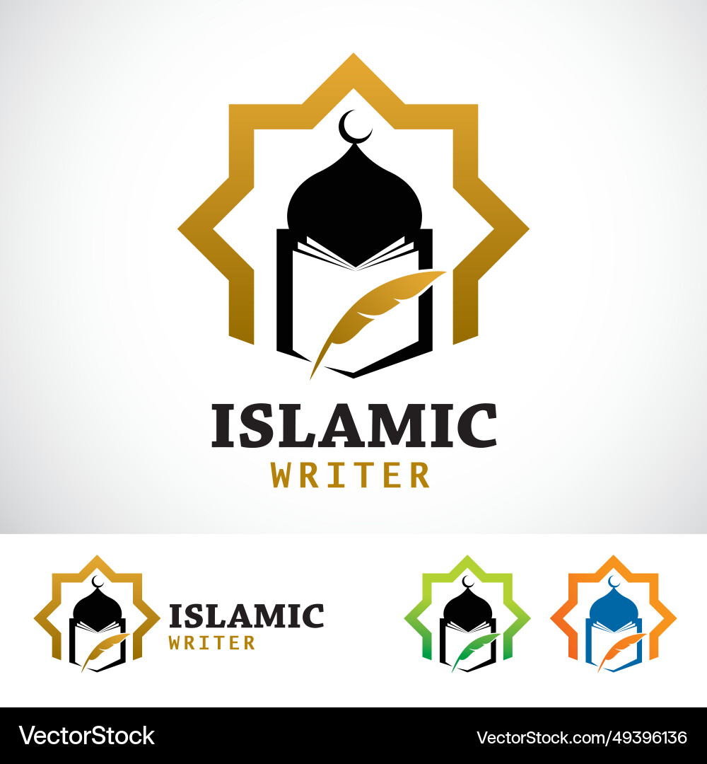 Islamic writer logo design template Royalty Free Vector