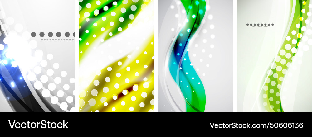 Set of moving wave line posters Royalty Free Vector Image