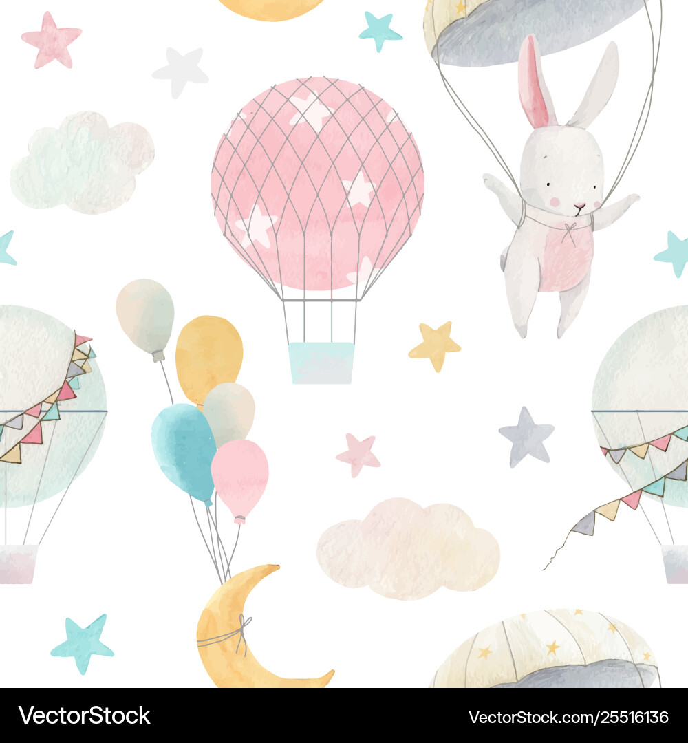 Watercolor cute ba pattern Royalty Free Vector Image