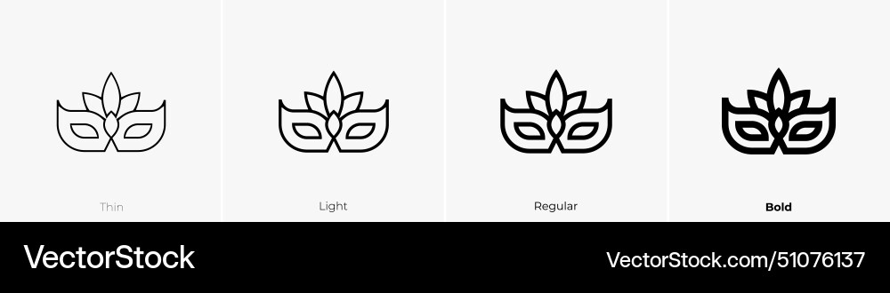 Carnival mask icon thin light regular and bold Vector Image