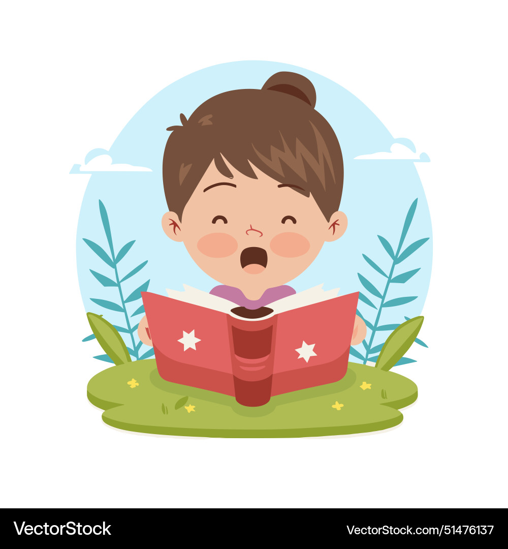 Children reading book concept Royalty Free Vector Image