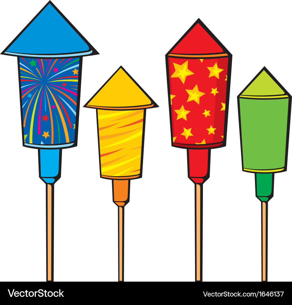 Firework rockets fire cracker Royalty Free Vector Image