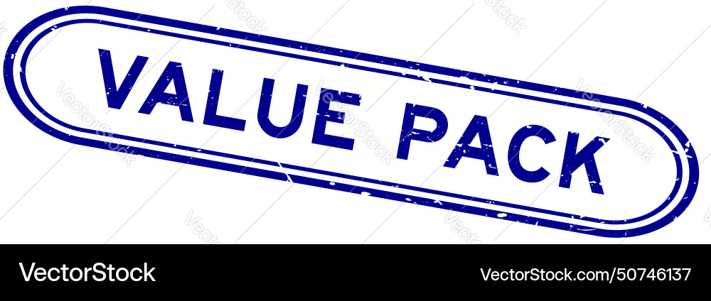 Grunge blue value pack word rubber seal stamp Vector Image