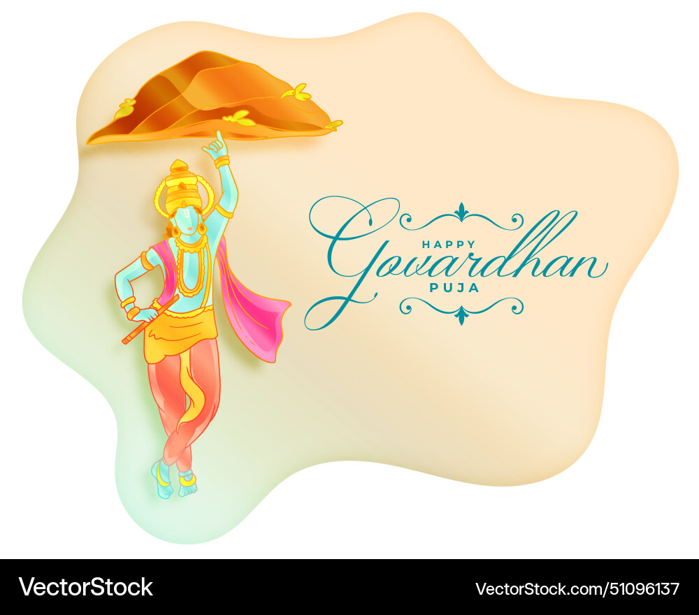 Happy govardhan puja religious background Vector Image
